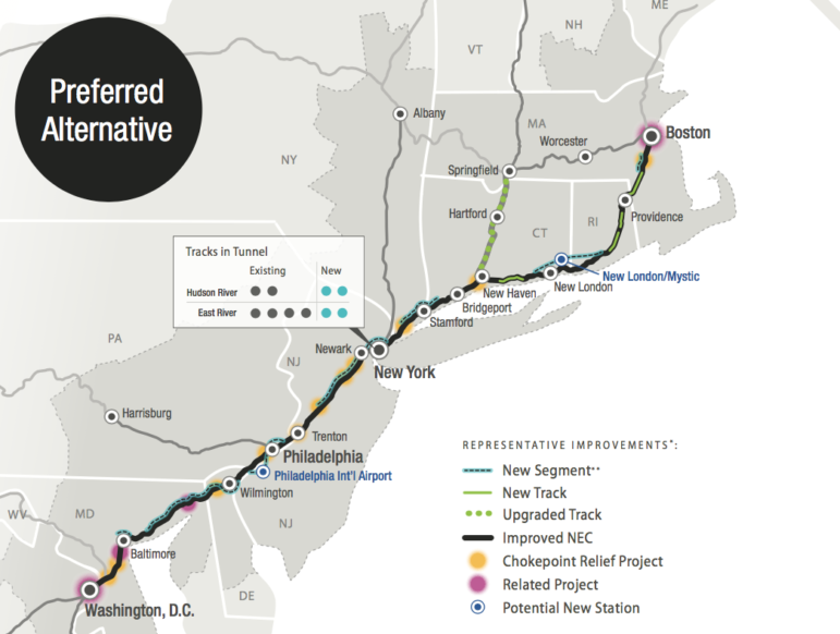 Fed plan for Northeast Corridor rail includes new shoreline route